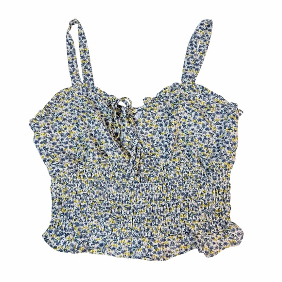 Sienna Sky | Tops | Sienna Sky Women S Floral Smocked Crop Top Blue ...